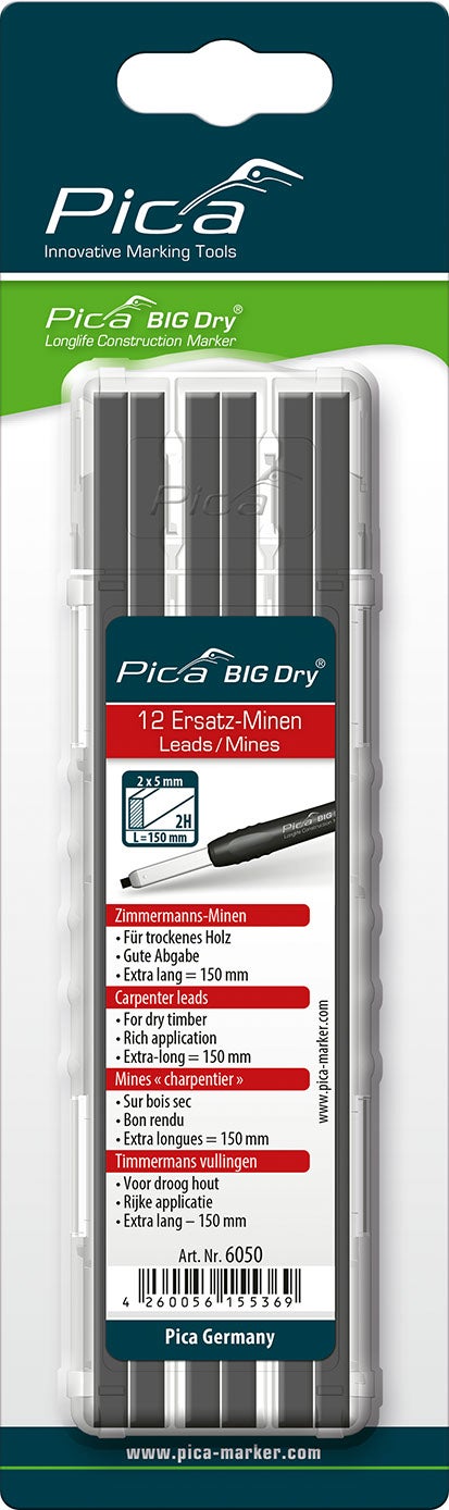 6050/SB - Pica Big Dry Refill - Pack of 12 Graphite Carpenter Leads ...